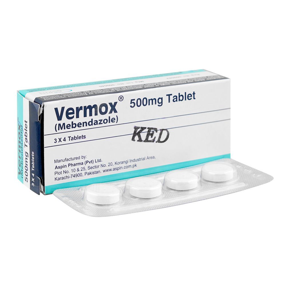 Vermox 500mg 3x4 Tablets – One Health