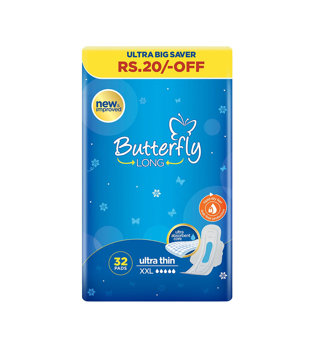 Butterfly Long Ultra Thin XXL 32 Pads – One Health