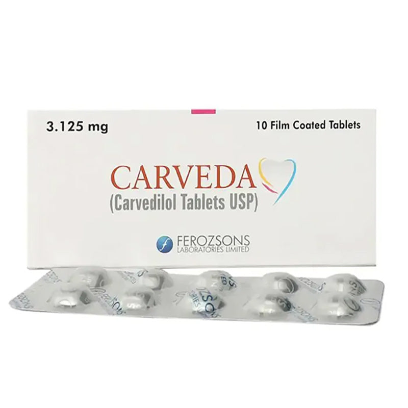 Carveda 3.125mg 10 Tablets – One Health