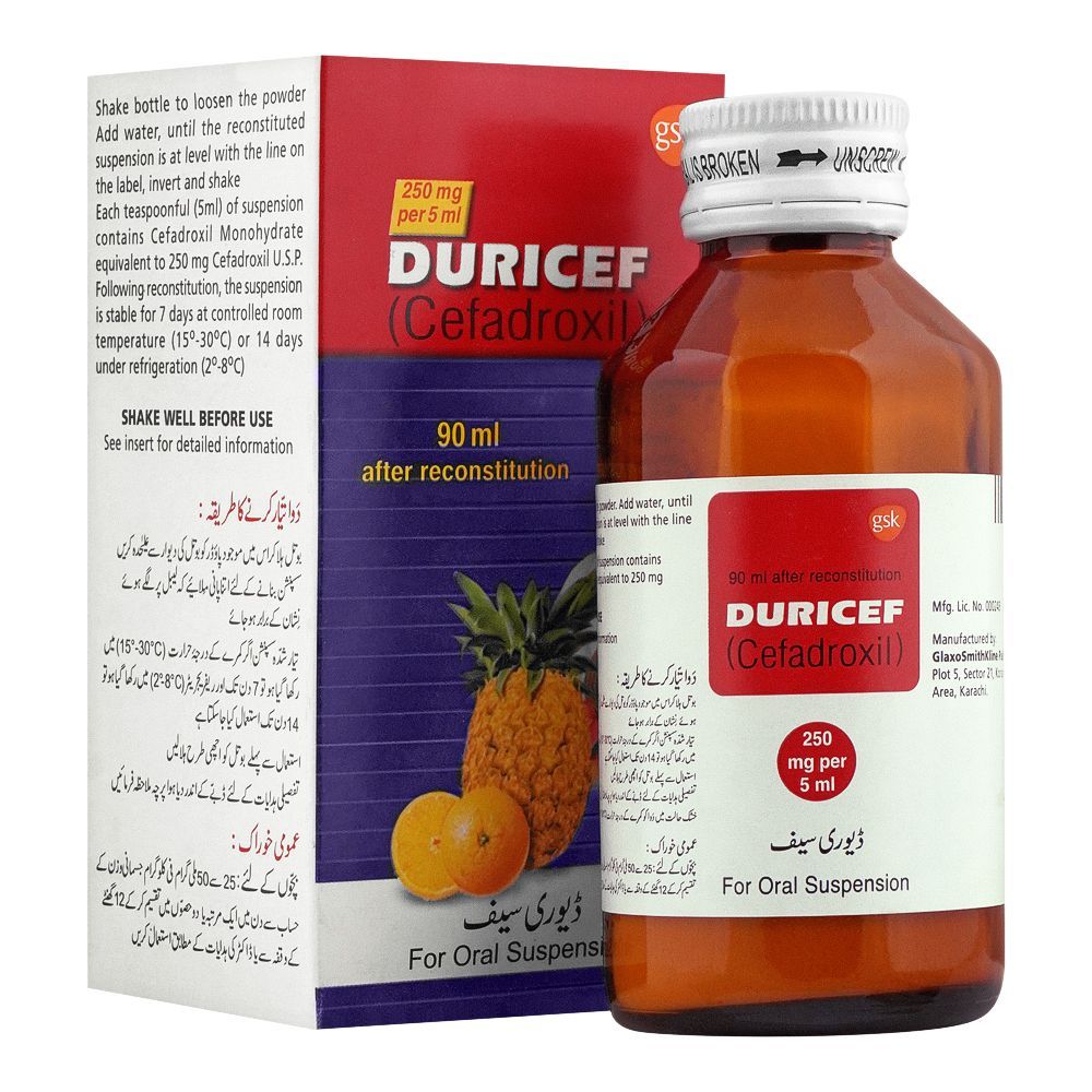 Duricef 250mg Oral Suspension 90ml – One Health