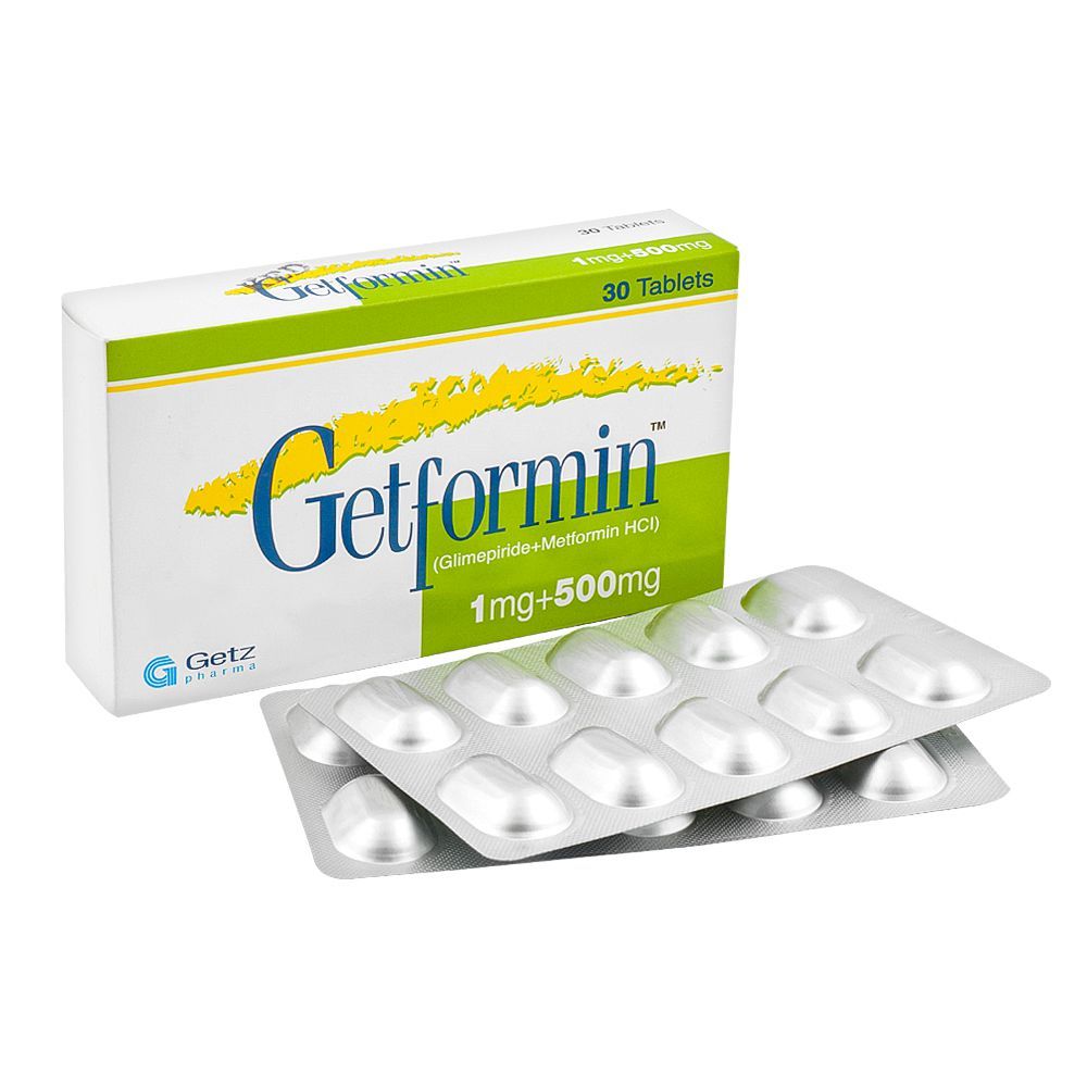 Getformin 1mg+500mg 30 Tablets – One Health
