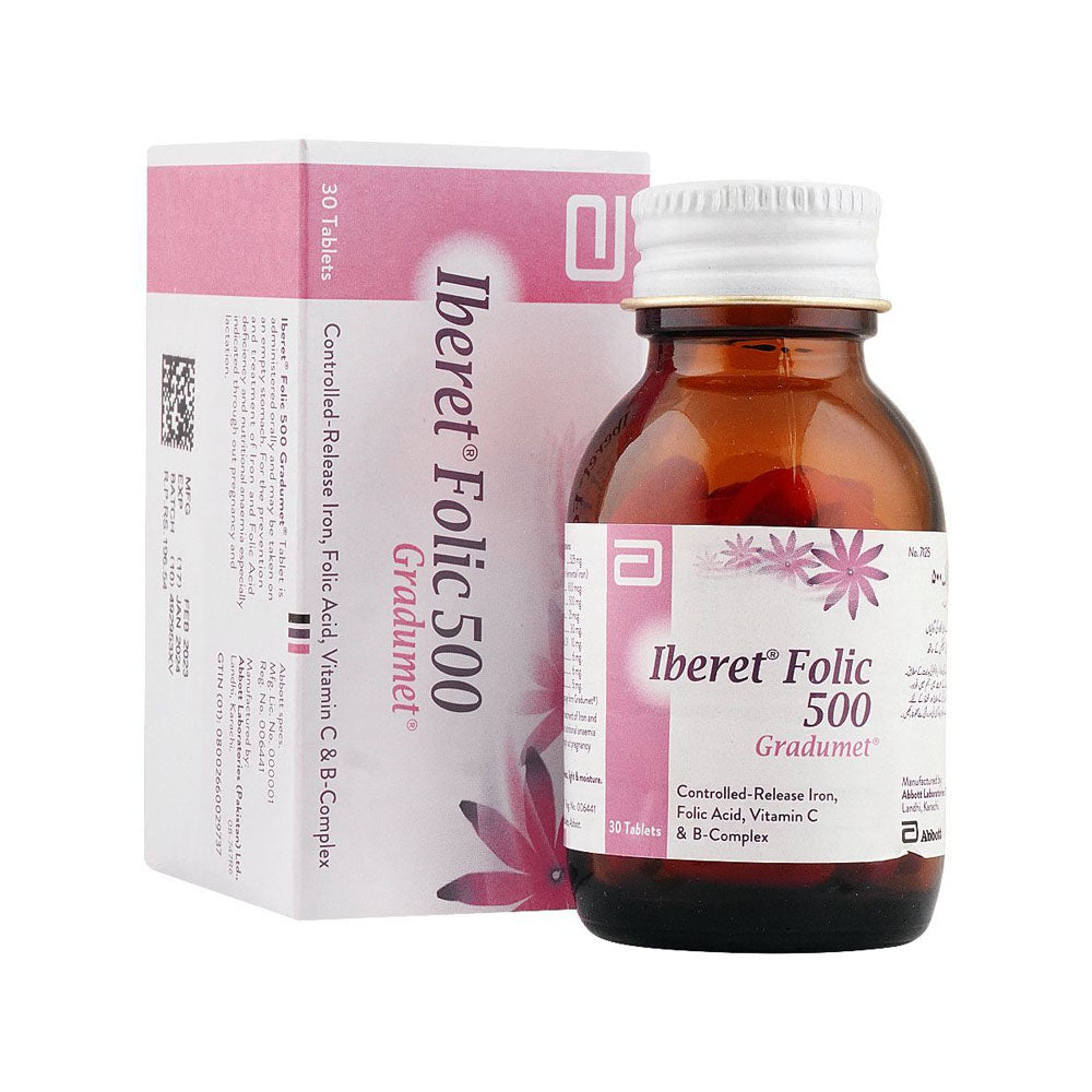 Iberet Folic 500 Gradumet 30 Tablets – One Health