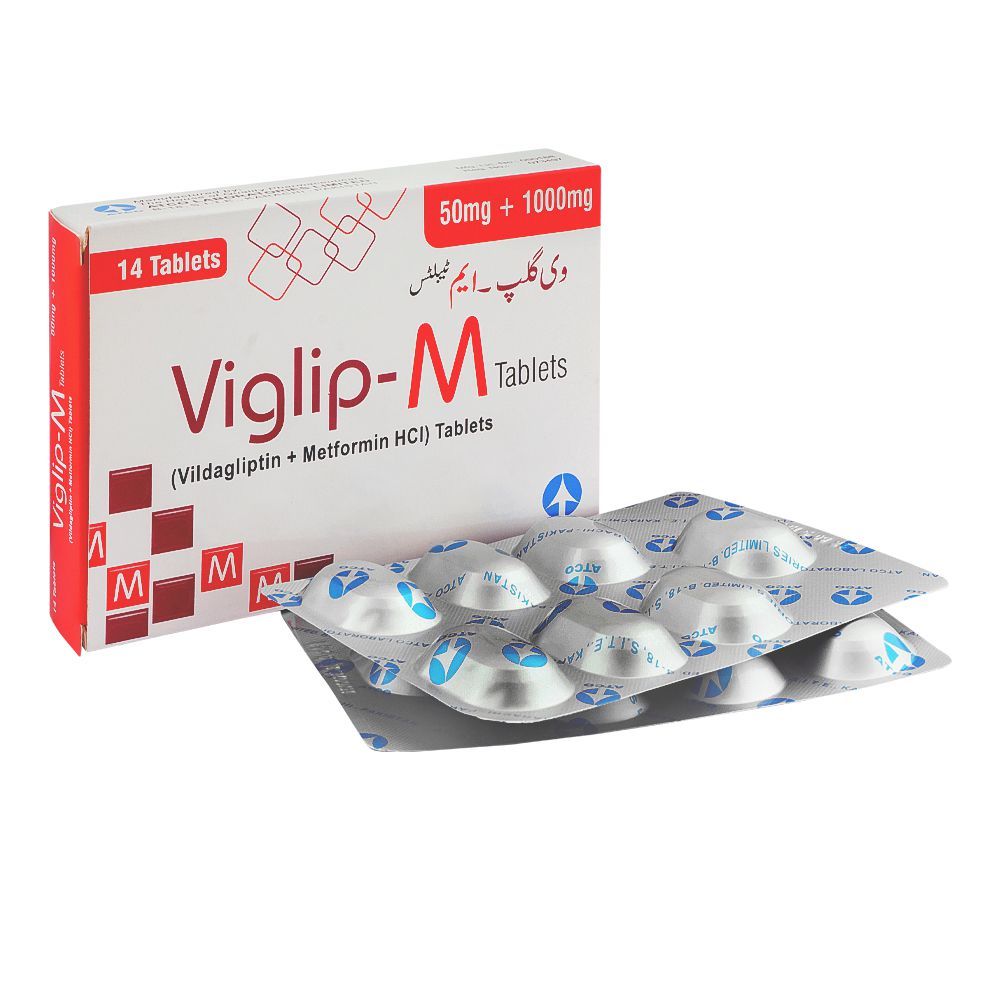 Viglip-M 50mg+1000mg 14 Tablets – One Health
